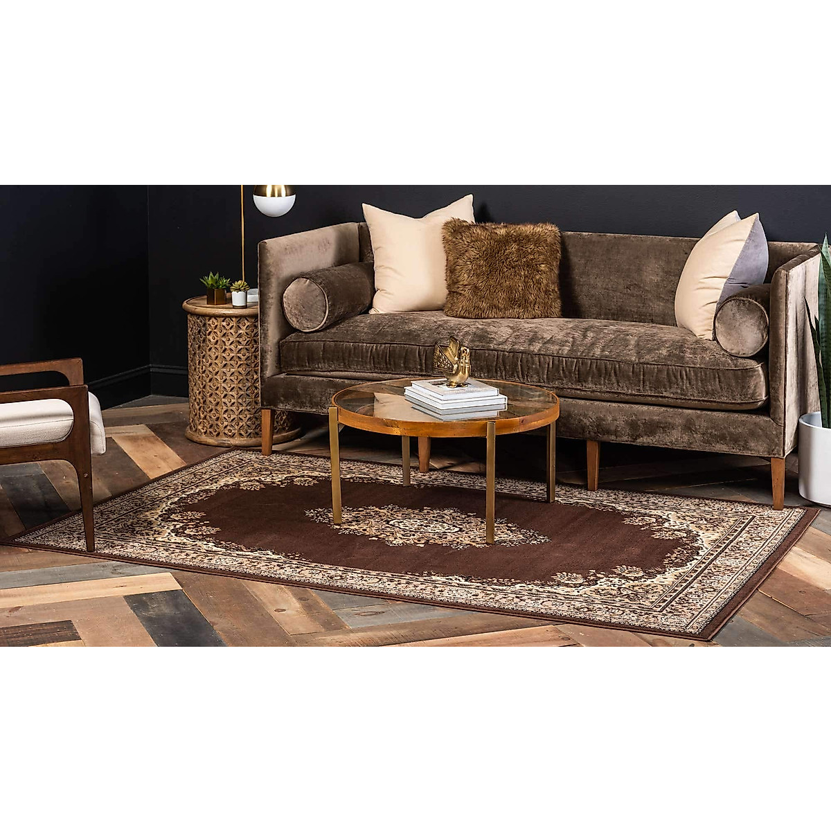 Unique Loom Reza Collection Traditional Persian Style Area Rug, 9 x 12 ft, Brown/Ivory