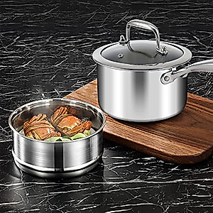 HZIB 2 Quart Stainless Steel Pot, Vegetable Steamer for induction stove, Small Steamer Pot, Steamer Pot with Lid, Small Saucepan,Streamer Small Pot, Saucepans with Steamer, Small Steamer for Cooking