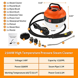 WICHEMI Steam Cleaner for Cleaning, 1800W High Pressure Steam Machine Handheld Steamer + 1800W Multipurpose High-Temp Floor Steam Mop Steam Cleaning Machine for Home Use Car Detailing