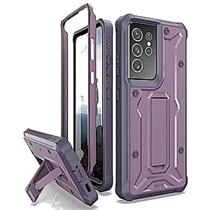 ArmadilloTek Vanguard Compatible with Samsung Galaxy S21 Ultra Case, Military Grade Full-Body Rugged with Built-in Kickstand [Screenless Version] - Purple