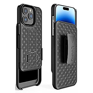Aduro Combo Case with Kickstand & Holster for iPhone 14 Pro Max, Slim Shell & Swivel Belt Clip Holster, with Built-in Kickstand for Apple iPhone 14 Pro Max (6.7") 2022