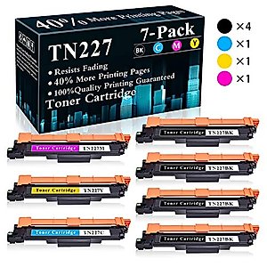 7-Pack (4BK+C+M+Y) Cartridge TN227BK,TN227C,TN227M,TN227Y Toner Cartridge Replacement for Brother MFC-L3770CDW L3710CW L3750CDW L3730CDW HL-3210CW 3230CDW 3270CDW 3290CDW DCP-L3510CDW L3550CDW Printer