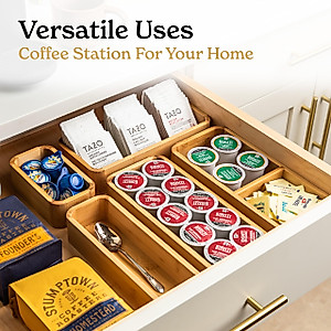 SMIRLY 5-Piece Bamboo Kitchen Drawer Organizer Set for Large and Small Utensils, Multi-use Storage Box - Bathroom, Nightstand, Jewelry, Cutlery, Knife, Spice, Towel, Junk Drawer Tray