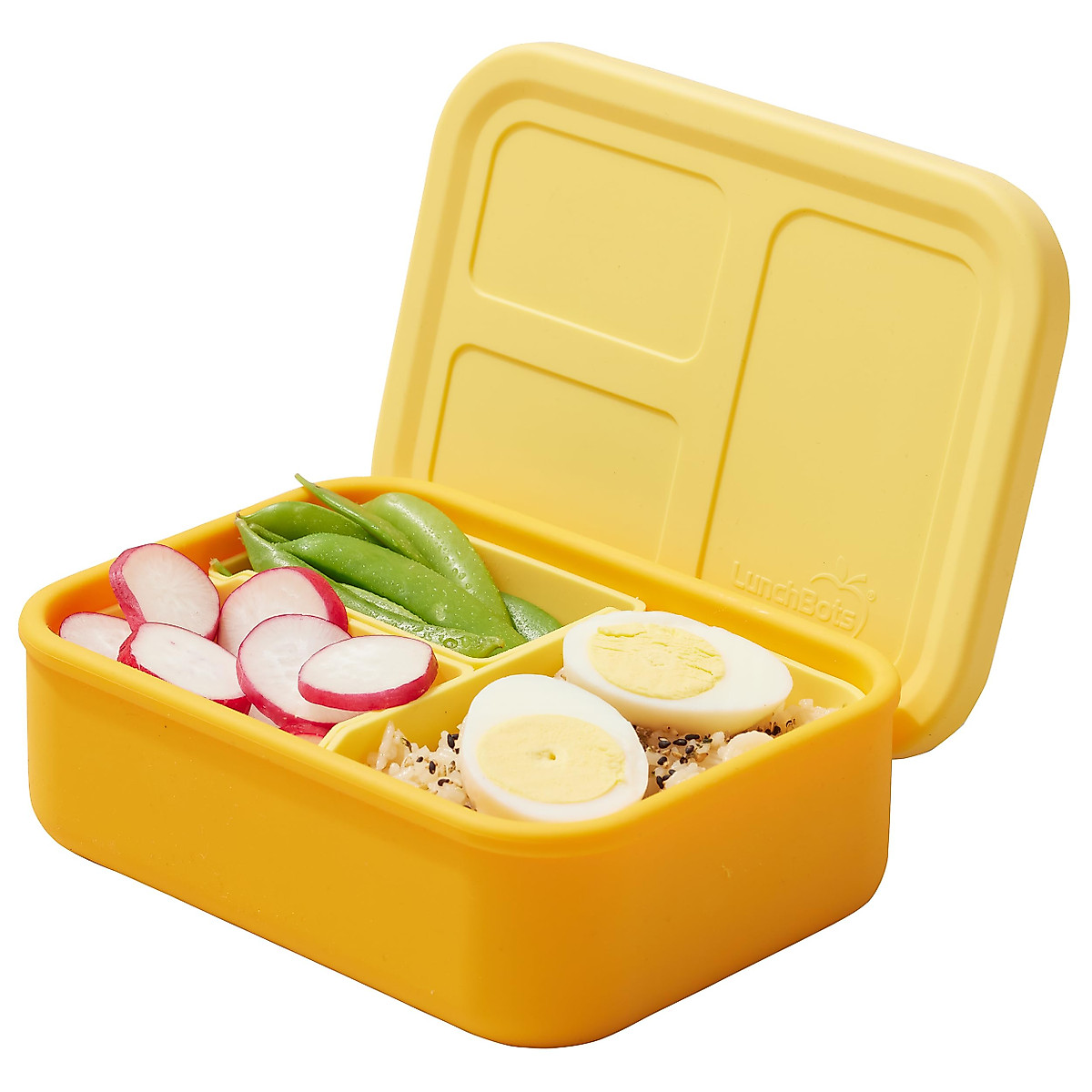 LunchBots Build -a- Bento Lunch Box, Silicone Bento Box for Kids, Multi-Compartment Lunch Container, Oven & Dishwasher Safe, BPA Free, 28 oz - Yellow