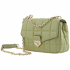 Michael Kors Ladies Soho Small Leather And Chain Shoulder Bag - Light Sage