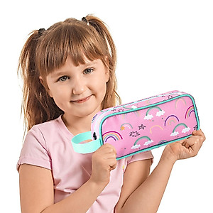 BETURETOP Cute Pencil Case for Girls, Pencil Case for Kids, Large Capacity Pencil Pouch Organizer for Student School Office Supplies, Kids Pen Holder Pencil Box with Zipper (Rainbow)