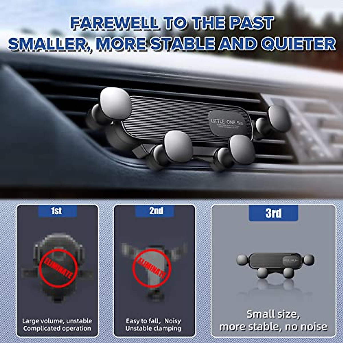 Uisky AA Car Vent Phone Holder 2023 Upgraded Mini Universal Gravity Air Vent Automobile Mount Hands Free Cell Phone Clip Holder for iPhone Android Smartphone