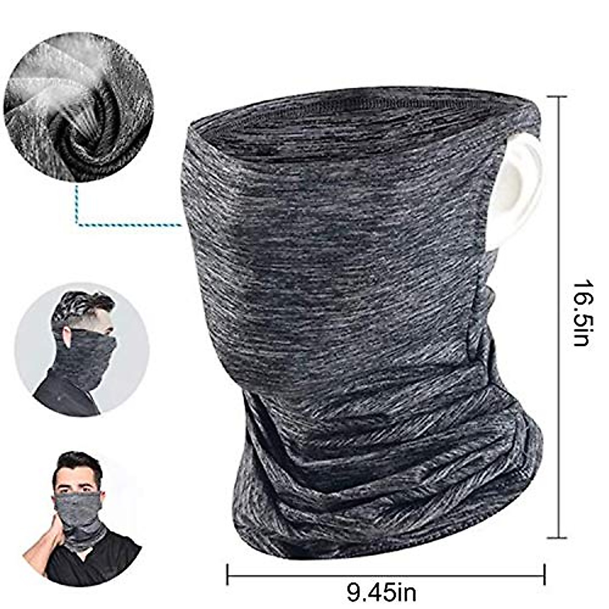 YAN XUAN 1PCS Ear Loops Neck Gaiter Balaclava Bandana Headwear,Ice Silk Cooling Face Scarf for Dust Outdoors Black