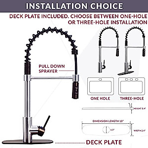 Westbrass KS18A-2012 21" Commercial Style Kitchen Faucet with Dual Function Open Coil Pull Down Sprayer and 1-Lever Handle, Stainless Steel/Oil Rubbed Bronze