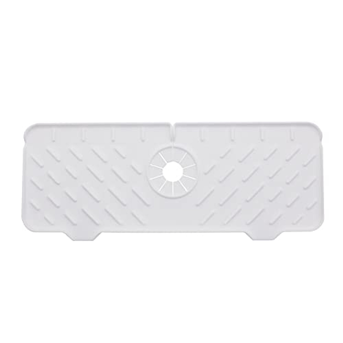 SKYXIU Silicone Faucet Handle Drip Catcher Tray,Silicone Sink Faucet Mat,Splash Catcher for Sink Faucet Behind Sink Splash Guard for Kitchen,Bathroom,and RV (White)