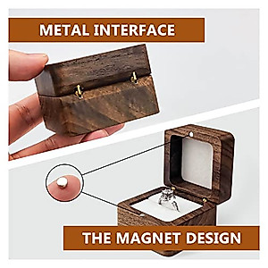 WisePoint Personalized Wooden Ring Box, Mini Engagement Ring Holder Box with Single Slot, Square Wedding Ring Box for Ring, Elegant and Retro Ring Holder Box for Wedding, Ceremony (white)