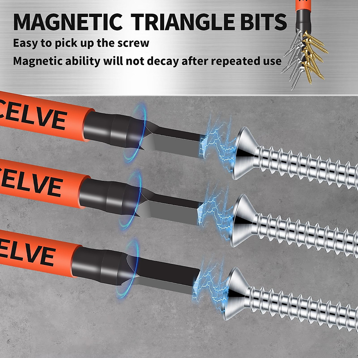10-Pack Triangle Screwdriver Set- Premium S2 Steel Triangle Bit Set (2.56" Long Magnetic Head) Triangle Screwdriver Bits- Triangle Bits Sizes: TA12, TA14, TA16, TA18, TA20, TA23, TA25, TA27 (x2), TA30