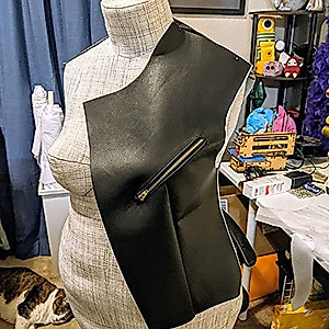 NAT Leathers™ | Black Garment Weight Thin Faux (Peta-Approved Vegan) Leather Synthetic Pleather 0.7 mm Stretch 1 Yard 52 x 36 inches Soft Smooth for Garments, Pants, Skirts Shirts 0.7 mm