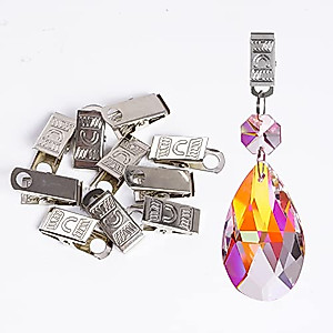 Lystaii 12pcs Tablecloth Weights Set with 12pcs Metal Clip Kit, AB Crystal Teardrop Pendant Glass Tablecloth Weights Heavy Outdoor Prisms Pendants for Home Decoration Picnic Tables Christmas (50mm)