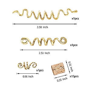 FRDTLUTHW 18Pcs Hair Accessories Loc Hair Jewelry for Women Braids, Dreadlock Beads Metal Hair Clips Decoration Gold(Multiple Styles)-style4