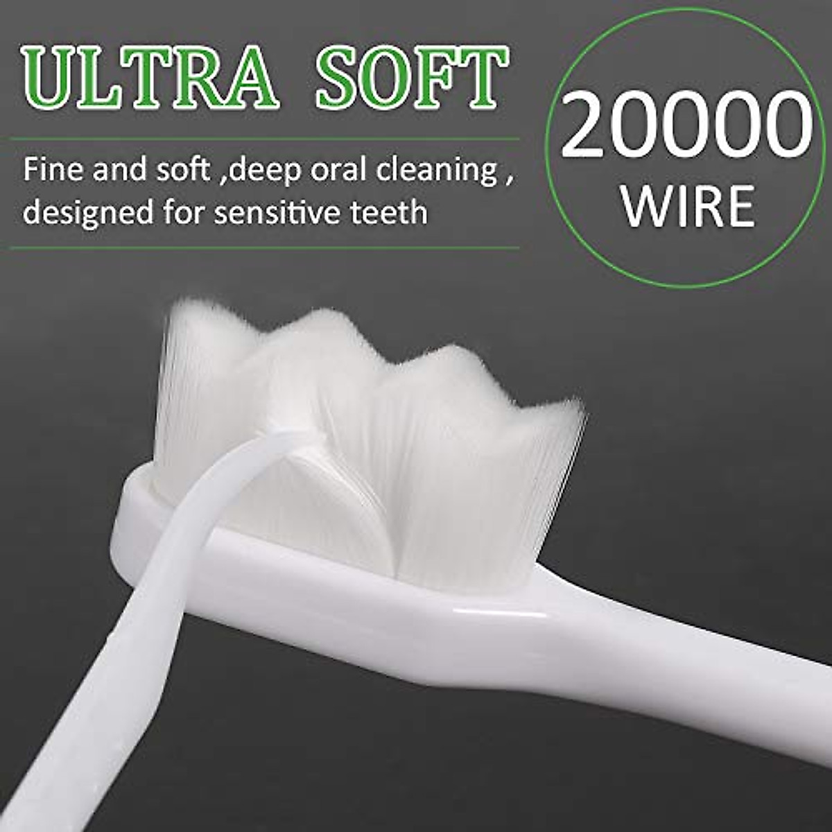 Patelai 16 Pieces 20000 Bristle Toothbrush Extra Soft Toothbrush Micro-Nano Manual Toothbrush Adult Toothbrush with 20000 Soft Bristle for Fragile Gums Adult Kid Children (White Brush Head)