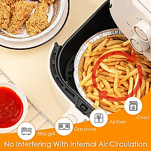 Non-Stick Round Disposable Air Fryer Aluminum Foil Liners 50PCS, Oil-Proof Aluminum Foil Tin Box Also for Steamer Basket Instant Pot Oven & Grill (6 Inch)