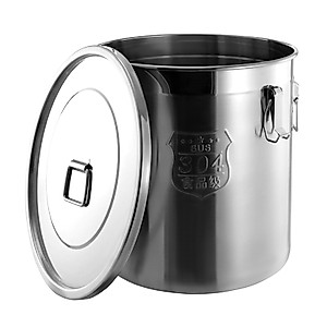 DYNAMI 304 Stainless Steel Airtight Canister,48L/12.7Gal Large Canisters Container with Lids and Sturdy Locking Clamp,Bucket Food Storage Containers for Rice, Flour, Grain, Coffee Bean (48L)