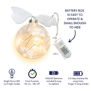 30th Birthday Lighted Christmas Ornament, Cheers to 30 Years Gift for Him & Her, Turning Thirty Years, Transparent Disc-Shaped Bauble with LED Fairy Lights, Battery Operated