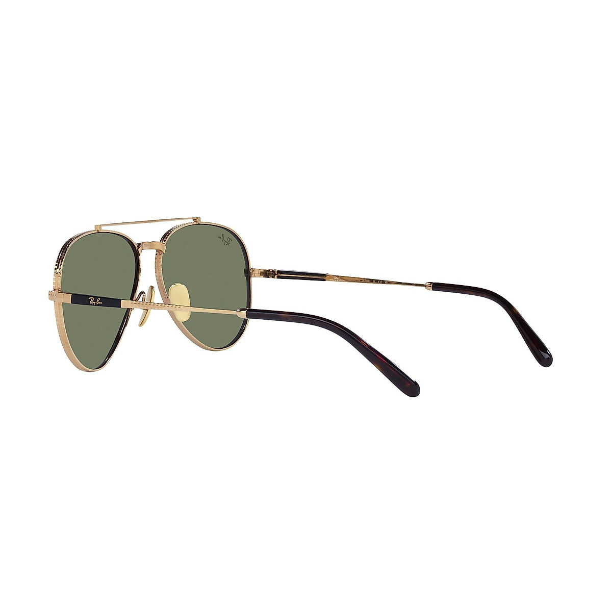 Ray-Ban RB8225 Aviator Titanium Sunglasses, Gold/Green, 62 mm