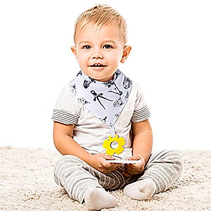 Baby Bandana Drool Bibs 6 Pack - Baby Bibs with Teething Toys/Teethers Set - Super Soft Absorbent Organic Cotton Bibs Unisex