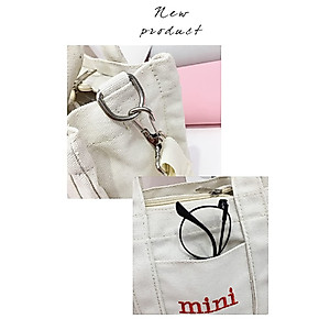 Cute Purse Cute Crossbody Bag Cute Messenger Bag for Teen Girls Canvas Crossbody Purse for Women (Beige)