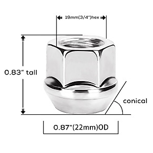 dynofit 14x2.0 aftermarket Wheel Lug Nuts, 24pcs M14-2.0 21mm Heigh Open end conical lugnuts for Excursion,2000-14 Expedition,2004-2014 F-150,09-14 Lobo,00-13 Transit,Navigator and More Wheels