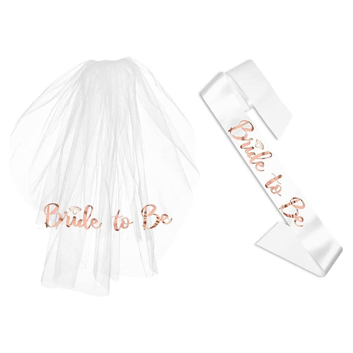 Bubbles & Confetti Bachelorette Sash & Veil | Premium Bride to be Sash | Rose Gold Veil with Comb | Bridal Shower Supplies & Party Decoration Kit | Engagement Favors Accessories | Wedding Bridal Gift