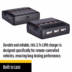 Top Race Drone Batteries - RC Charger 1-6S AC/DC 80W and Battery Charger DC 3.7V 1S 1 Cell RC Charger Micro 5 Ports with LED Indicator - Drone Battery Charger - Wide Type Compatibility Remote, Droid