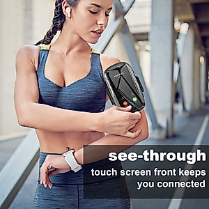 Clear Running Phone Holder Armband, Sports Armband Case for iPhone 14 13 Pro Max 12 11 Plus X XS Samsung Android, Universal Arm Bands Bag with Key Card Pocket for Exercise Walking Workout Fitness