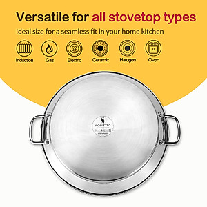 ACTIV CUISINE Paella Pan, 14 Inch Stainless Steel Paella Pan, Non-stick Coating, Seafood and Meat for 6 Servings, Cooking Pan Suitable for All Cooktops Including Induction, 36 CM