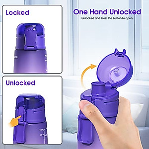 Y&3 32oz Motivational Fitness Sports Water Bottle With Time Marker, BPA Free Tritan Plastic, Leakproof Flip Top, For Gym, Outdoor, Office Work (Purple/Red Gradient, 32oz)