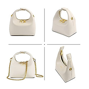 SINBONO Small Top Handbags for Women, Soft Vegan Leather Shoulder Hobo Crossbody Bag with Golden Chain Strap, Mini Purses Casual Dumpling Pouch