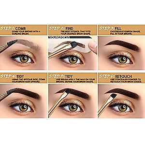 Youngfocus Eye Makeup Brow Contour Kit, 6 Waterproof Eyebrow Powders Palette Set, 5 Eyebrow Stencils,14 Highly Pigmented Eyeshadows, 3 Highlighter Contour Powders, Spoolie/Brush Duo, Eye Brow Wax - Best Gift