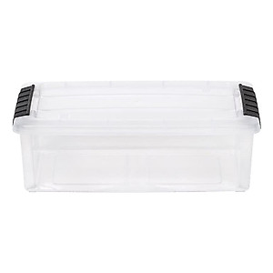 5 Qt. Plastic Storage Box, Stackable Plastic Storage Bins with Secure Lid and Latching Buckles, Nestable Organizing Tote Tub Box Toy General Organization Small,Clear, Set of 14