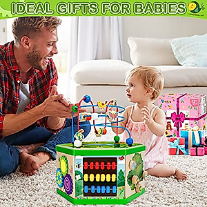 V-Opitos Learning Toys for Toddler 1, 2, 3 Years Old, 7 in 1 Wooden Activity Cube, Montessori Early Educational Toys for Baby, 12-18 Months, Ideal First Birthday Gifts for Kids Girl