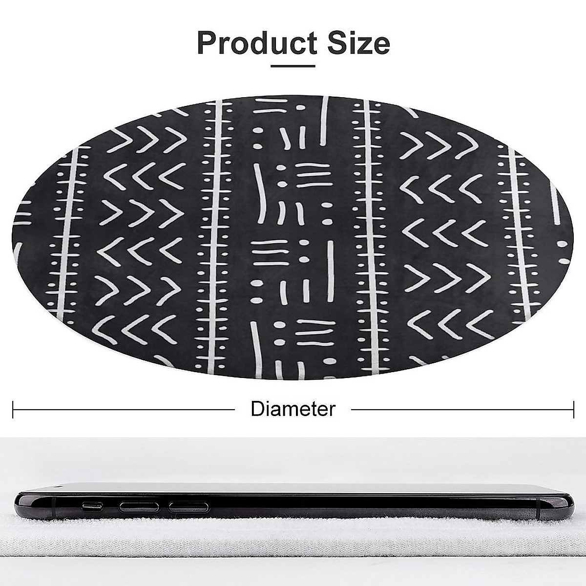 NAWFIVE African Print Fabric 3Ft Round Rug Non-Slip Soft Throw Area Rugs,Floor Carpet Mat for Bedroom Living Room Kitchen