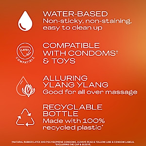 Durex Sensual Massage & Play 2 in 1, Massage Gel and Personal Lubricant, Intimate Seductive Lube with Ylang Ylang extract, Water-based, 6.76 oz. (Packaging May Vary)