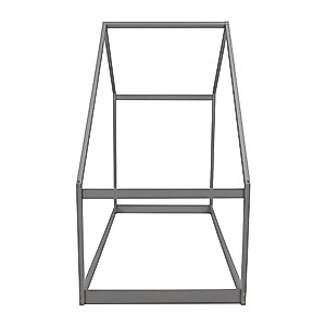 Bellemave Montessori Bed for Toddlers, Twin House Beds for Kids, Wood Floor Bed Frame Bedroom Furniture for Girls Boys, Spring Needed, Gray