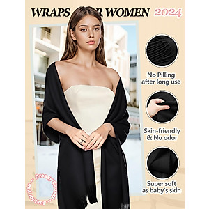 AURUZA Shawls and Wraps for Evening Dresses, Pashmina Shawls Wraps for Wedding Party, Softable Shawl Wraps Scarf for Women, Large Winter Scarves for Gift Travel Office Skiing Causal Life Blue