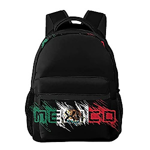 Qurdtt Mexico Flag Backpack Patriotic Mexican School Bookbag Casual Travel Laptop Daypack for Men Women Teenagers