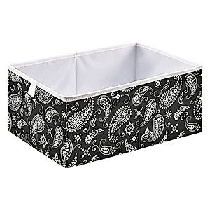 CaTaKu Paisley Vintage Black Cube Storage Bins for Organization, Rectangular Fabric Storage Cubes Storage Bins for Cube Organizer Foldable Storage Baskets for Shelves Living Room