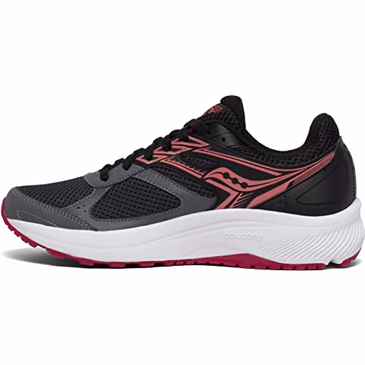 Saucony Women's Cohesion 14 Road Running Shoe, Charcoal/Coral, 8
