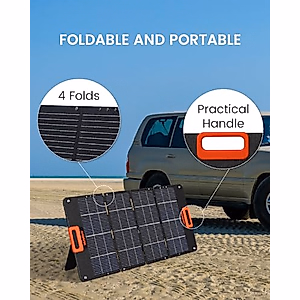 NURZVIY 200 Watt Portable Foldable Solar Panels 200W Solar Cell Solar Charger for Power Station, Waterproof w/Adjustable Kickstand XT60 Anderson DC 8mm Connector for Camping, Off Grid Living