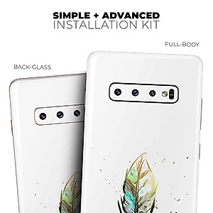 DesignSkinz Splatter Watercolor Feather Protective Vinyl Decal Wrap Skin Cover Compatible with The Samsung Galaxy S20 (Screen Trim & Back Glass Skin)