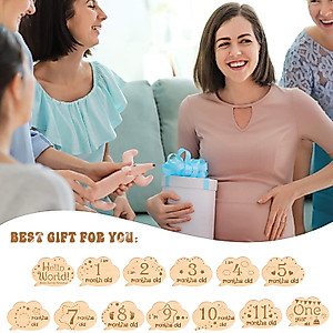 13 Pieces Baby Monthly Milestone Cards Wooden Baby Milestone Sign Baby Gift Sets First Year Growth Cards Newborn Photo Card Props