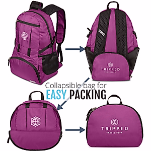 Traveling Backpack- Foldable Collapsible Lightweight Backpack for Travel (Leila Purple) 35 liters