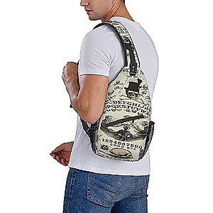ZHUBAJIE Crossbody Sling Backpack trick or treat Ouija Board Skulls Crossbones Small Chest Bag Day-pack Fanny Pack Cross Body Bag for Hiking Travel