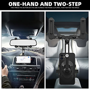 SXhyf Rear View Mirror Phone Holder, 2023 Rotatable and Retractable Car Phone Holder, Universal Car Phone Holder Mount, Cell Phone Holder Car Fit for iPhone 11 12 13 14 Pro Max Samsung All Phone