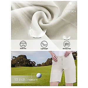 Women's Golf Shorts Relaxed Fit Stretch Bermuda Shorts Knee Length Tech Twill Ladies Golf Shorts Size 6 Beige